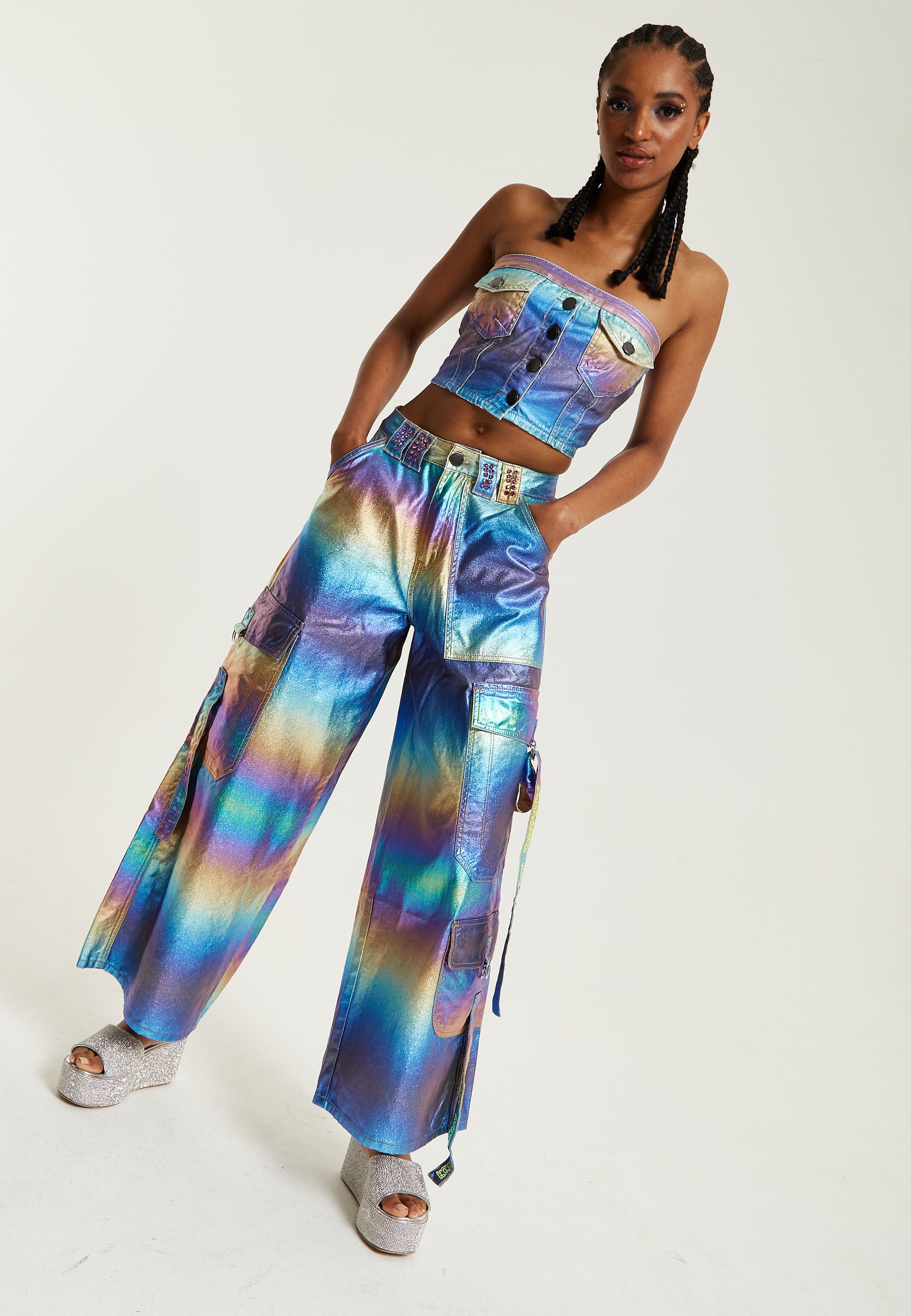 House Of Holland Metallic Rainbow Cargo Trousers – House of Holland®